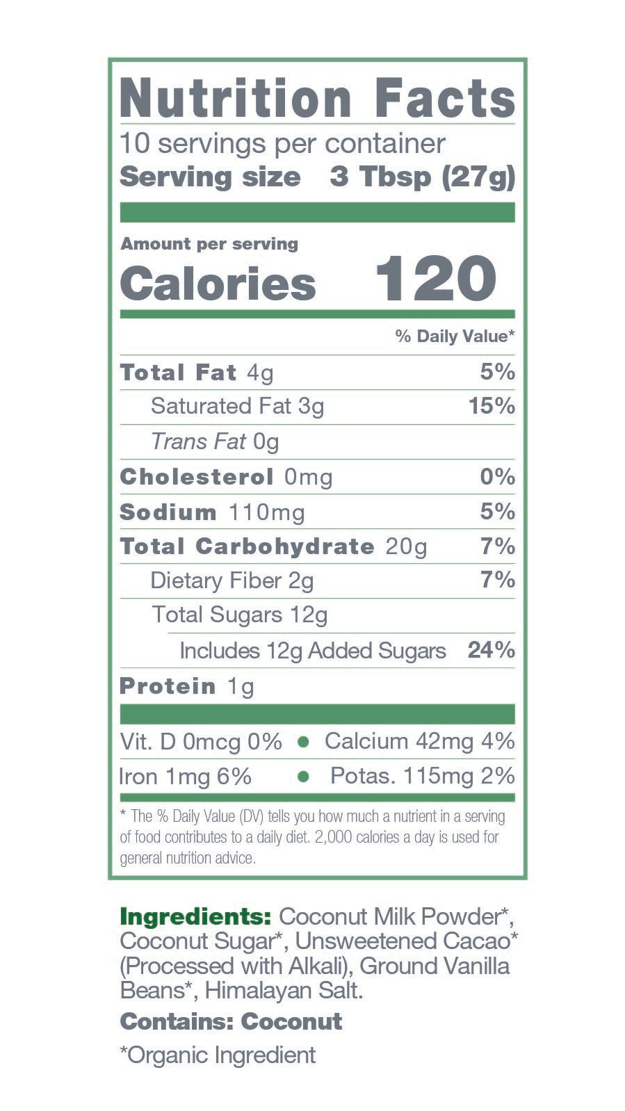 Instant Dairy Free Coconut Hot Cocoa Mix | 10 Serving Pouch | Gluten F ...